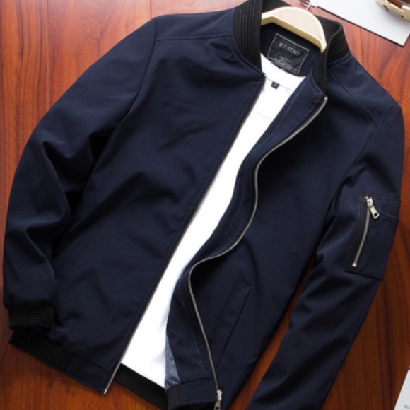 Jackets & Coats | Mens Navy Bomber Jacket | Poshmark